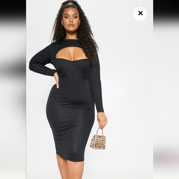 PrettyLittleThing | Dresses | Plt Cut Out Bustier Bodycon Midi Dress ...